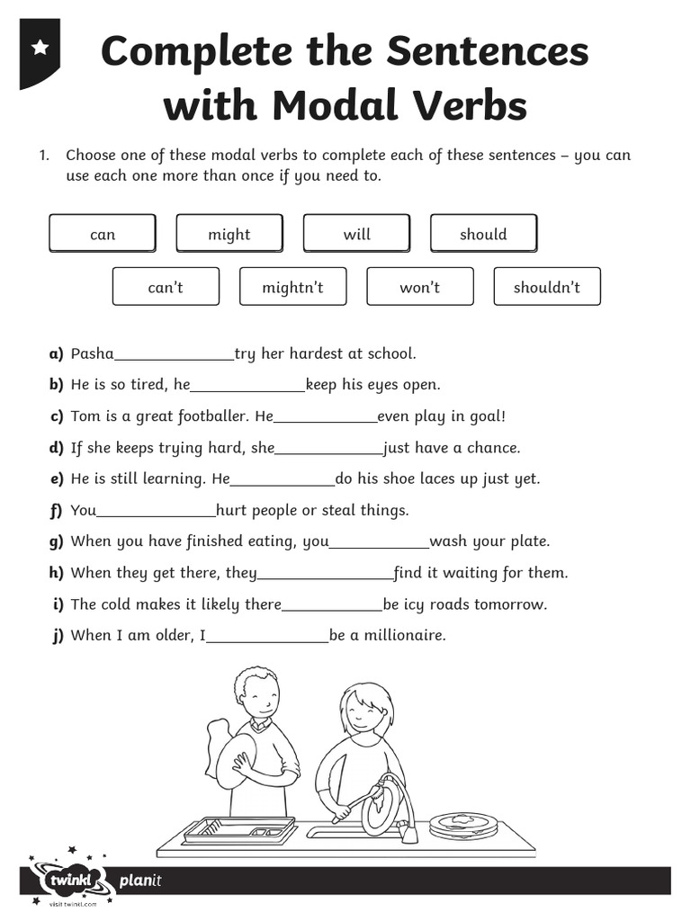 T2 E 2105b Complete The Sentences With Modal Verbs Differentiated | PDF ...