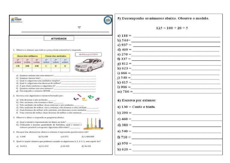 Atividades de Língua Portuguesa - 5º Ano | PDF