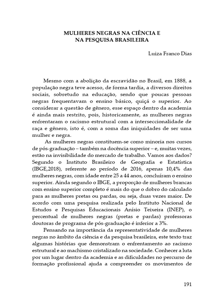 Ebook_21-Textos- 06-Para-discutir- Mulheres Negras Na Ciência e Na Pesquisa Brasileira-192-204 ...