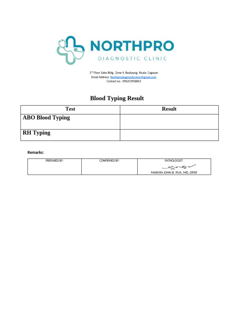 Blood Typing Form | PDF