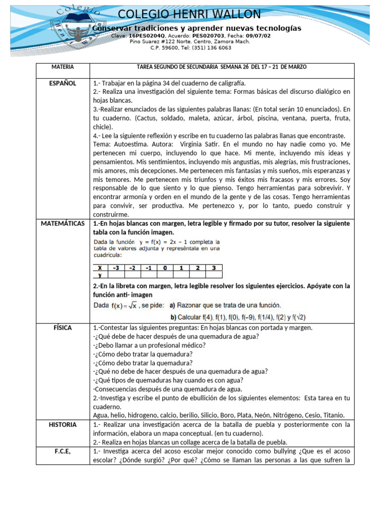 Tareas Sem 26 Segundo Sec | PDF