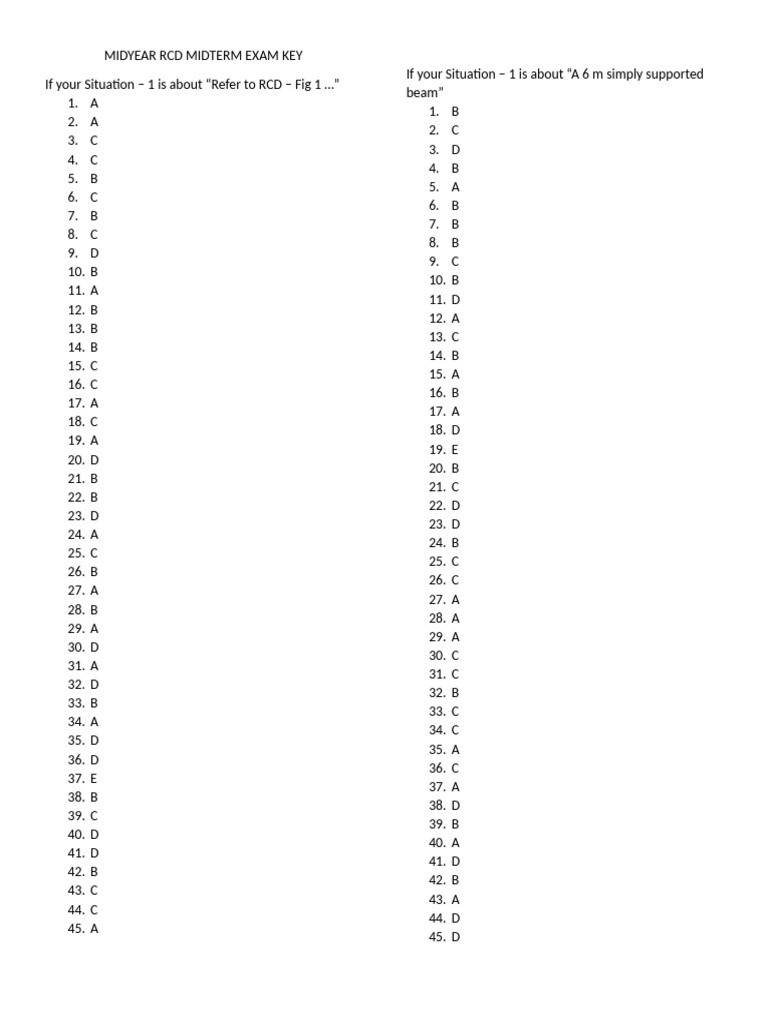 Midyear RCD Midterm Exam Key | PDF