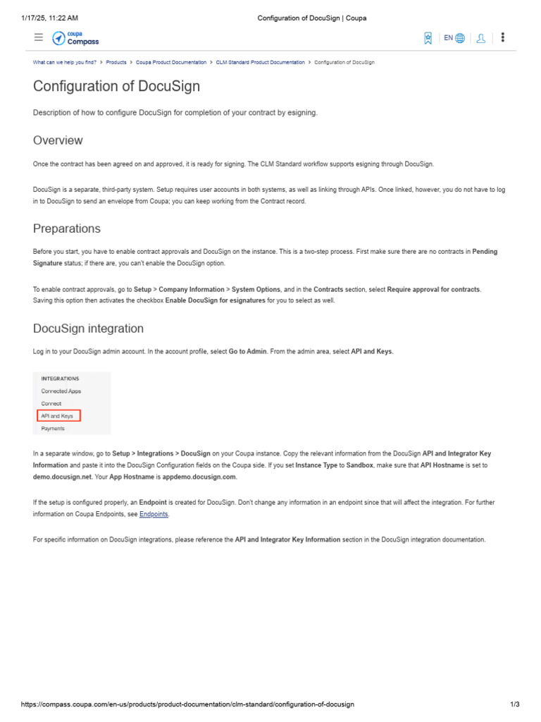 Configuration of DocuSign _ Coupa | PDF | Authentication | Information