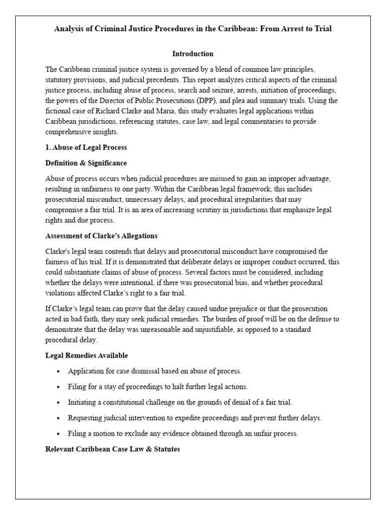 Caribbean Criminal Justice Process Analysis | PDF | Search And Seizure ...