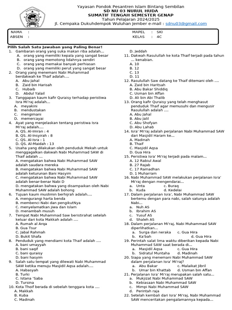 Mid genap SKI 4C | PDF