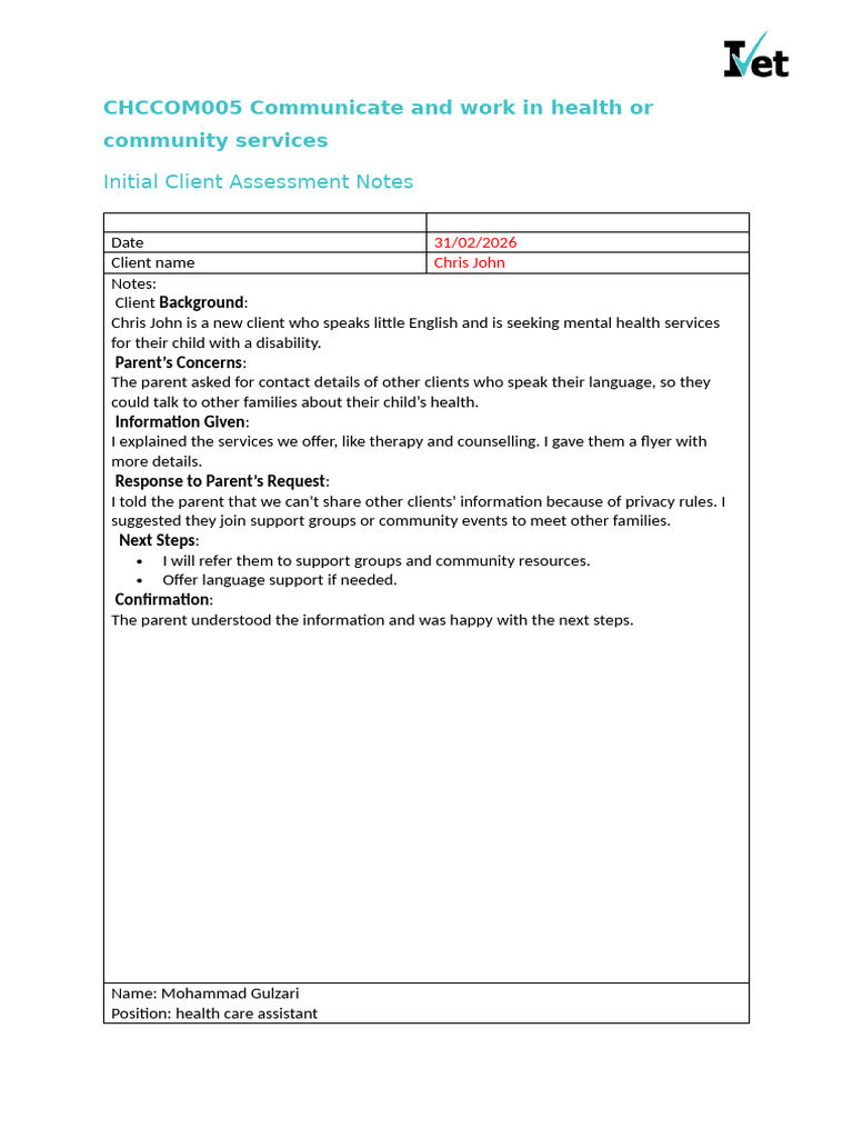 CHCCOM005_INITIAL_CLIENT_ASSESSMENT_NOTES (1) | PDF