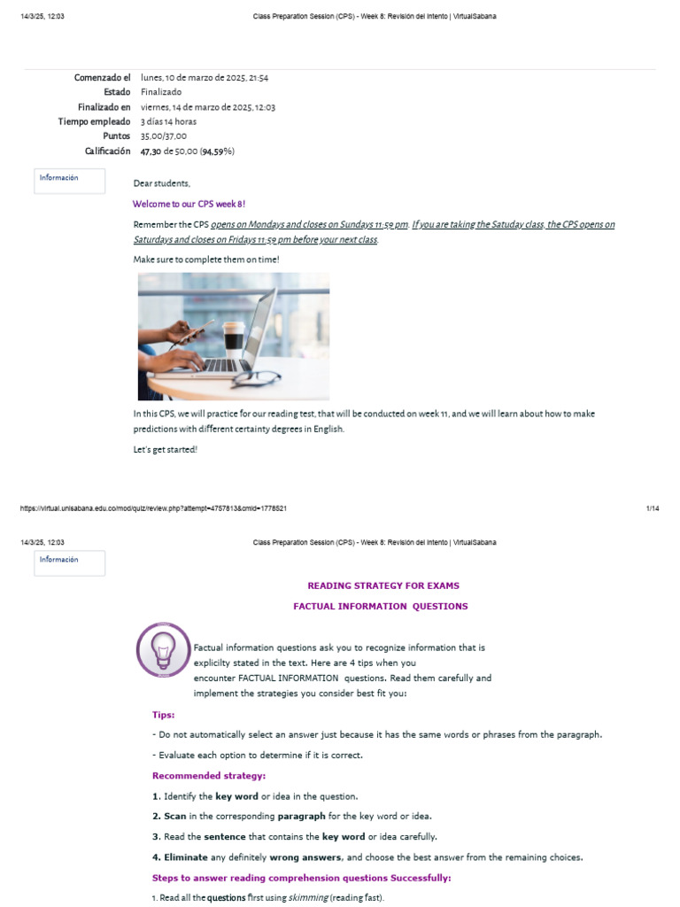 Class Preparation Session (CPS) - Week 8_ Revisión Del Intento _ VirtualSabana | PDF | Port
