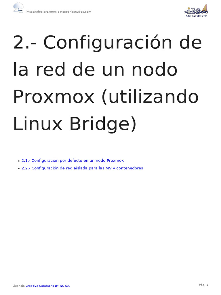 Configuracion de La Red de Un Nodo Proxmox Utilizando Linux Bridge ...