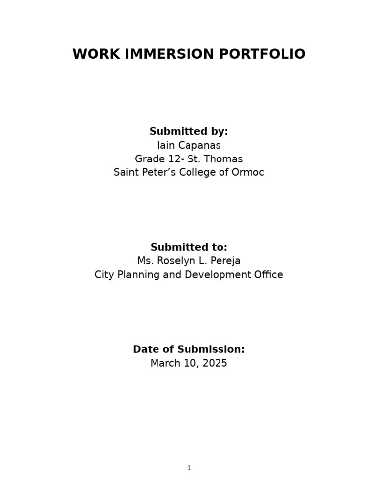 Work Immersion Portfolio - Iain | PDF | Learning | Behavior Modification