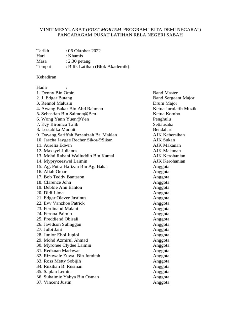 Minit Mesyuarat (Postmortem)-2 | PDF