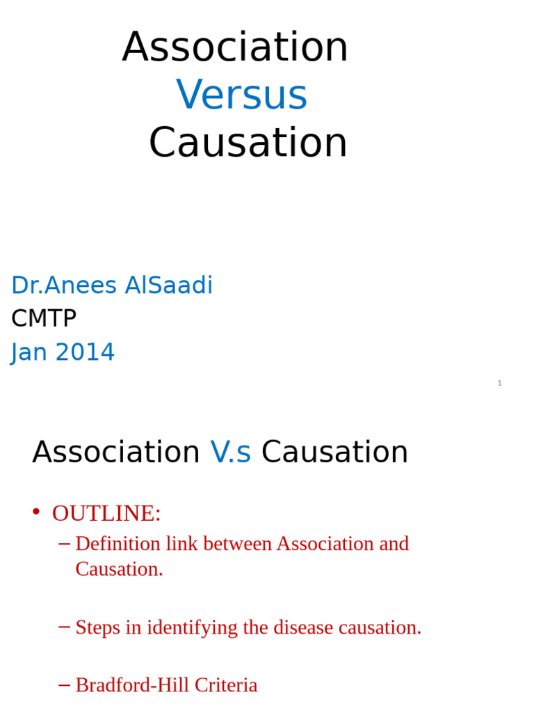 Association Versus Causation | PDF | Relative Risk | Odds Ratio