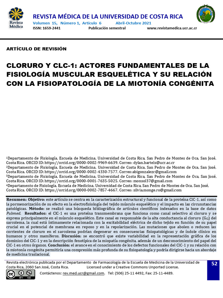 ClC-1 y su rol en la miotonía congénita | PDF | Potencial de acción ...