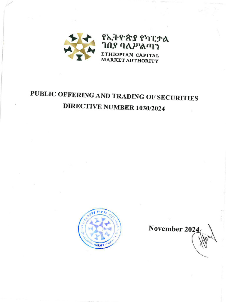 Directive On Public Offering and Trading of Securities 1030 - 2024 | PDF