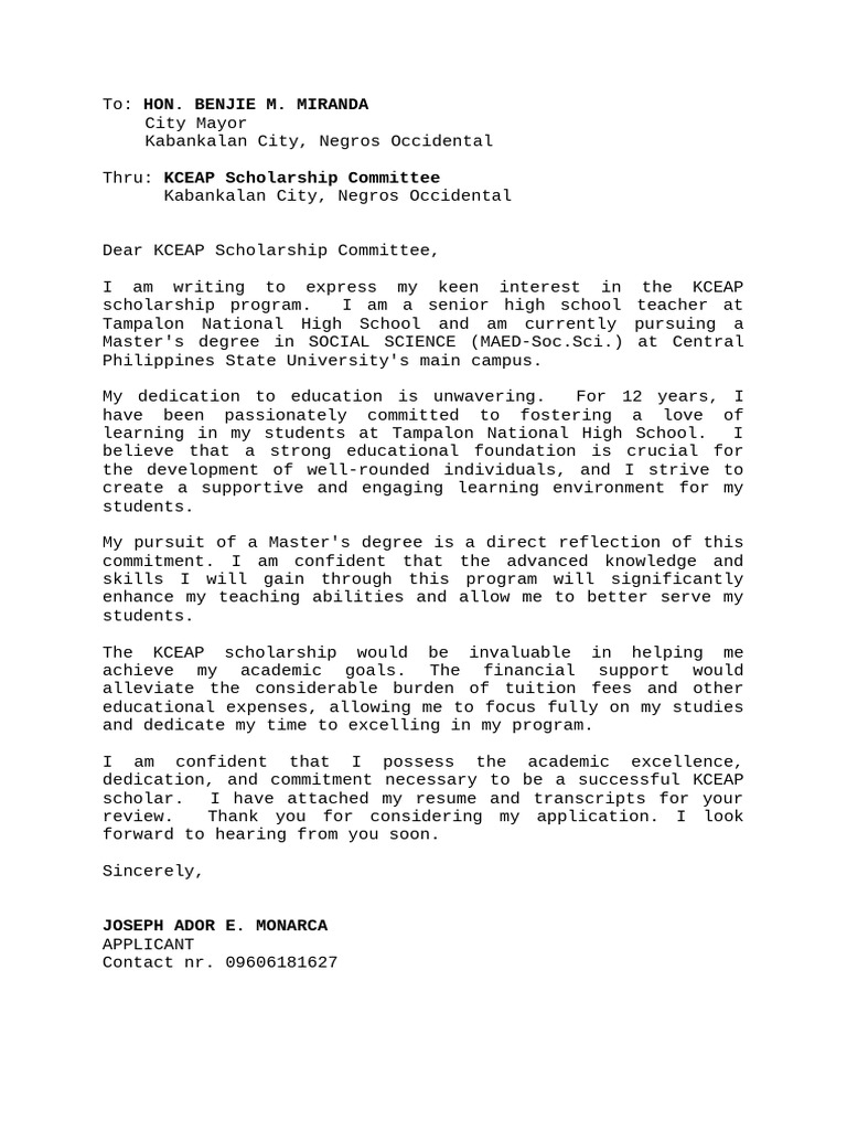 KCEAP Scholarship Application by Teacher | PDF