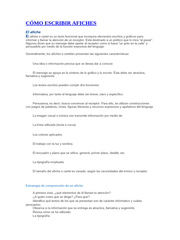 Cómo crear un afiche informativo | PDF | Póster | Comunicación humana