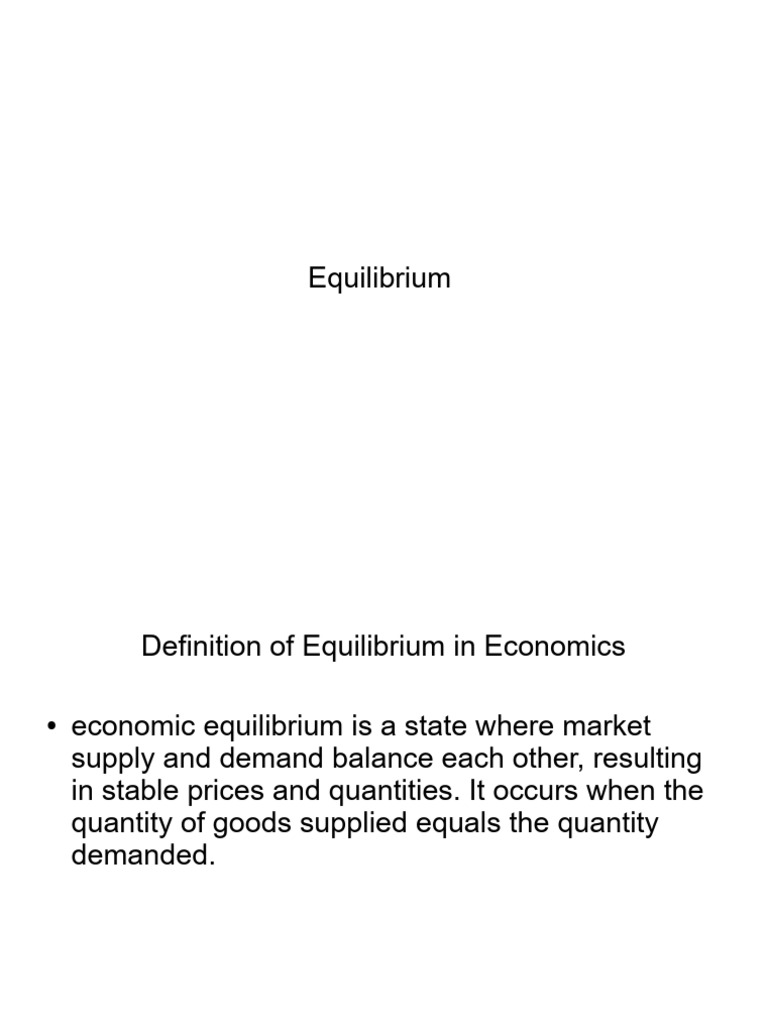 Understanding Economic Equilibrium | PDF