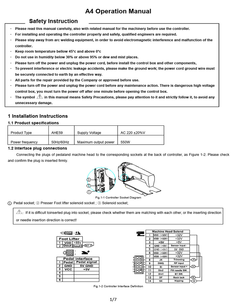 A4 Electric Control Manual PowerMax | PDF | Sewing Machine | Ac Power ...