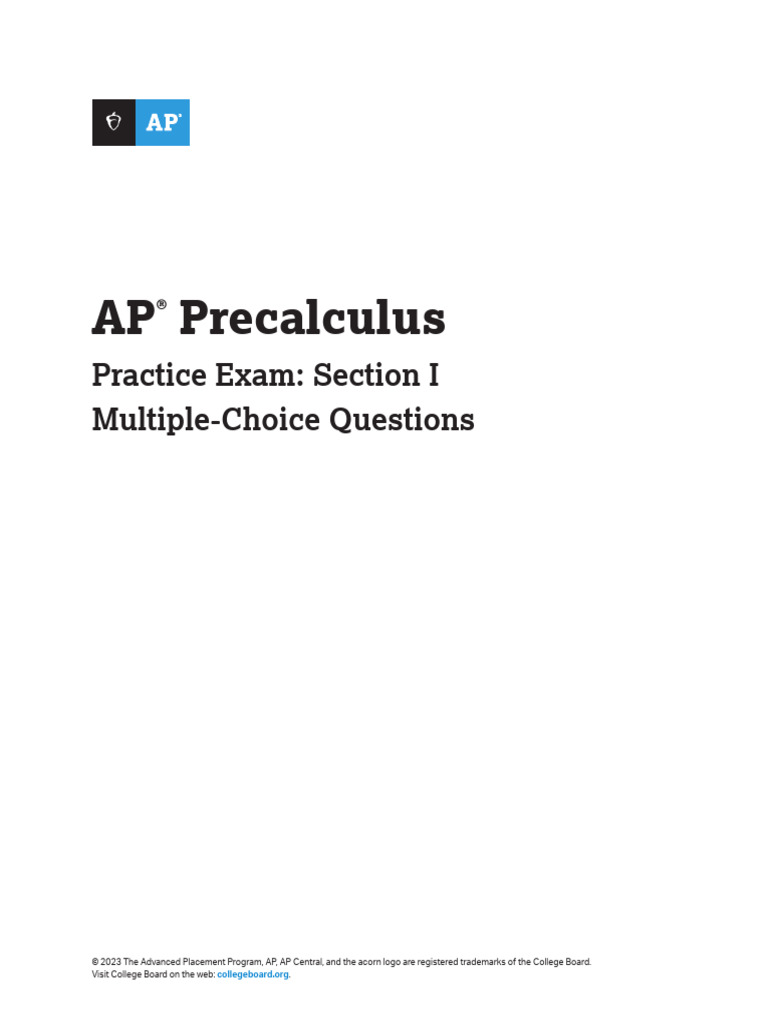 Precalculus Practice Exam Overview | PDF | Function (Mathematics ...