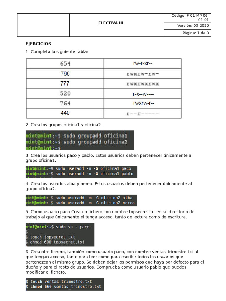 Taller 4 - Taller Grupos, Usuarios Y Permisos en Linux | PDF | Archivo de computadora | Usuario ...