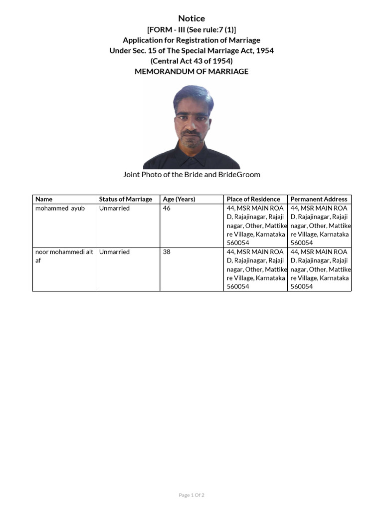 Form MRG 29102024 0315624 | PDF | Marriage | Living Arrangements