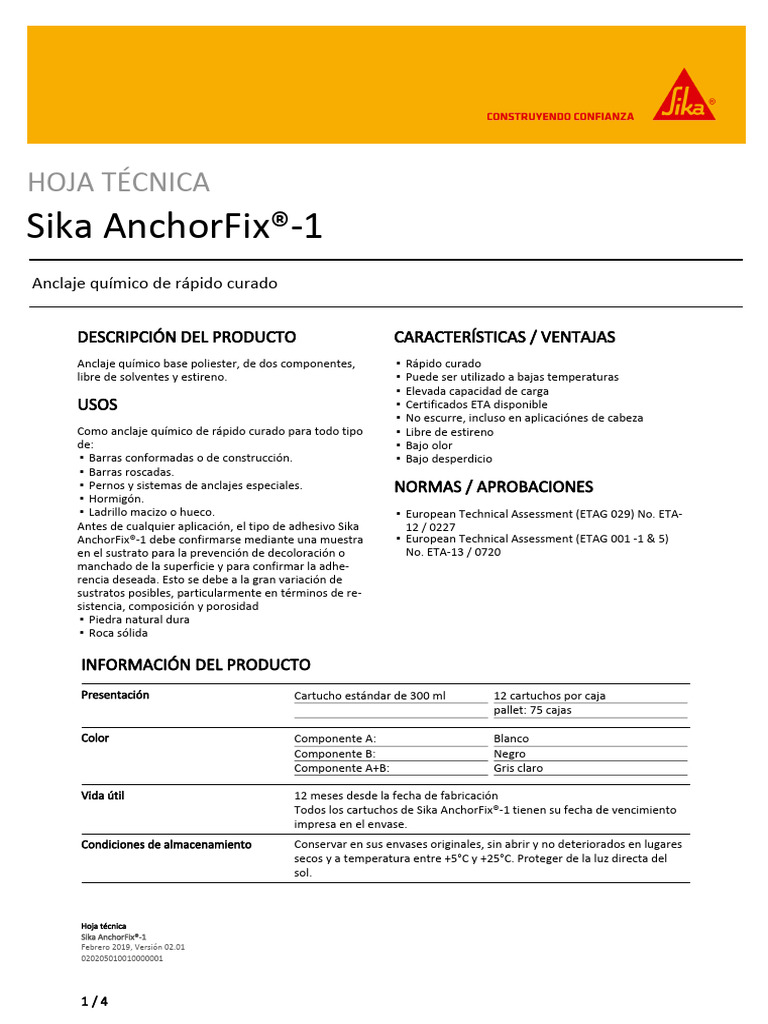 Sika Anchorfix - 1 | PDF | Hormigón