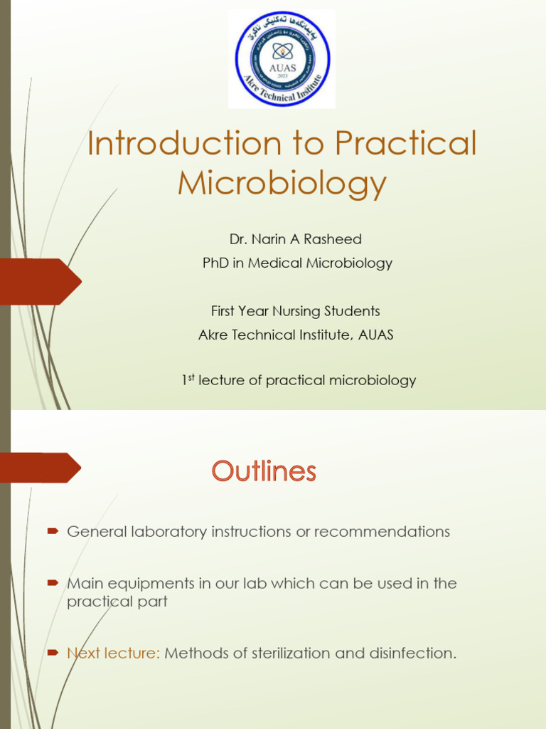 Practical Microbiology Lab Overview | PDF | Sterilization (Microbiology) | Microbiology