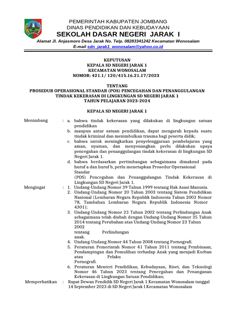 01 Contoh Sop TPPK SD | PDF