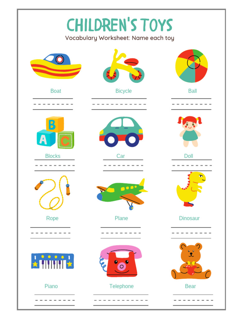 Children's Toy Vocabulary Worksheet | PDF