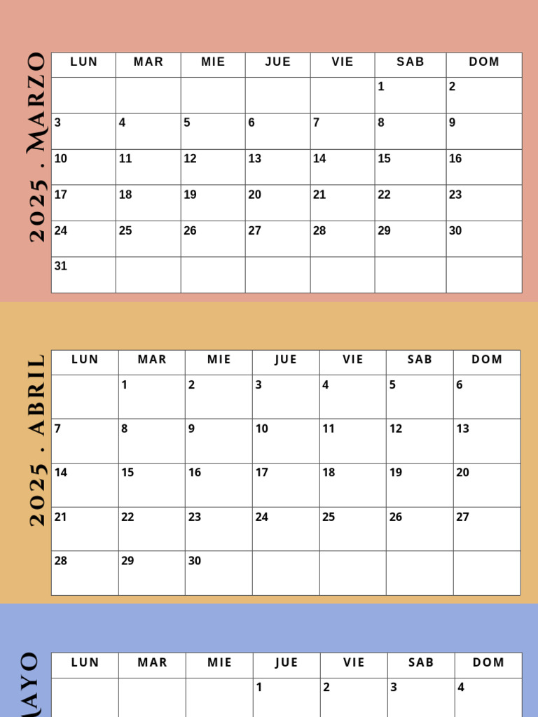 Calendario Mensual 2025 Liso Simple Blanco Gris - 20250319 - 213206 ...