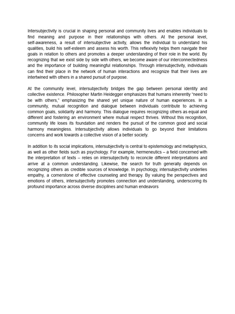 Intersubjectivity | PDF