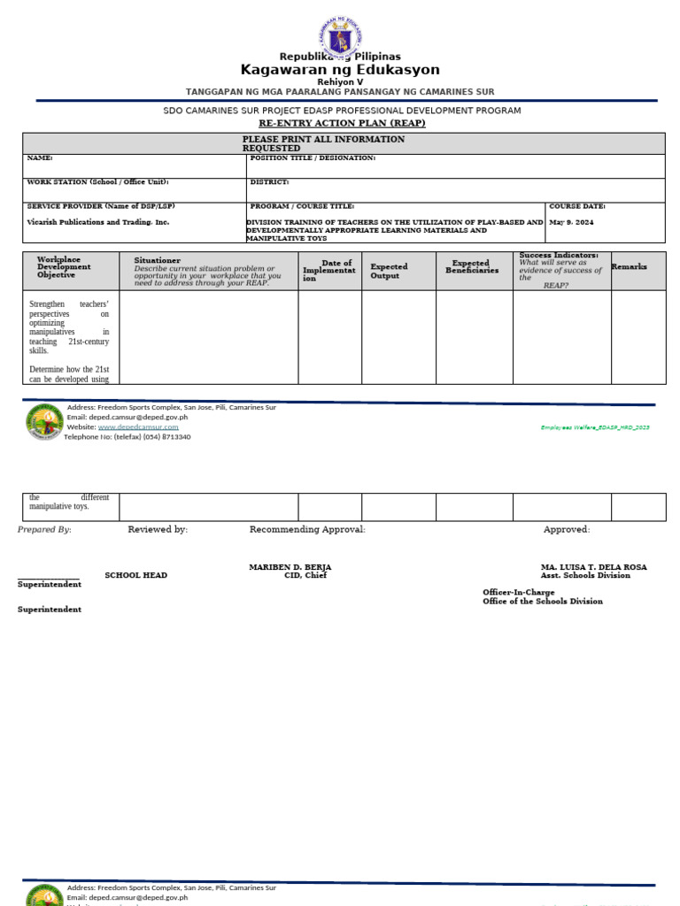 Re Entry Plan Play Based 1 | PDF | Learning | Behavior Modification
