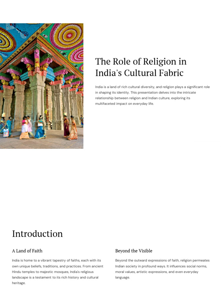 The Role of Religion in India Cultural Fabric | PDF | Temple | Faith