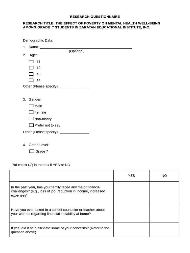 Research Questionnaire | PDF