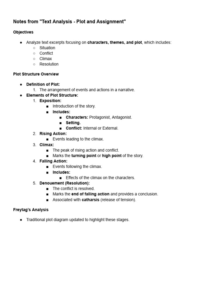 Text Analysis Plot Structure Guide Pdf