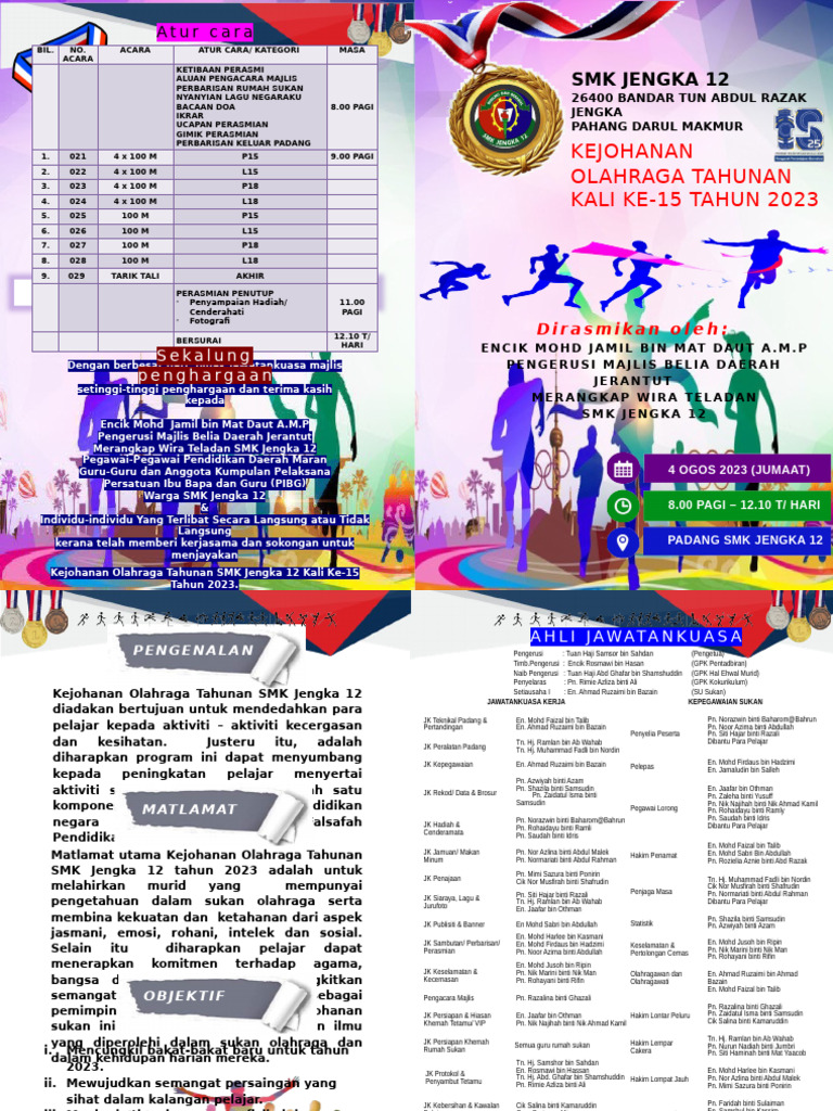 Brosur Kejohanan Olahraga Smkj12 2023 | PDF