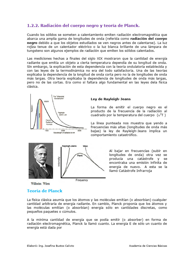 Tema 1.2.2. Radiacion Del Cuerpo Negro y Teoria de Planck | PDF | Radiación electromagnética ...