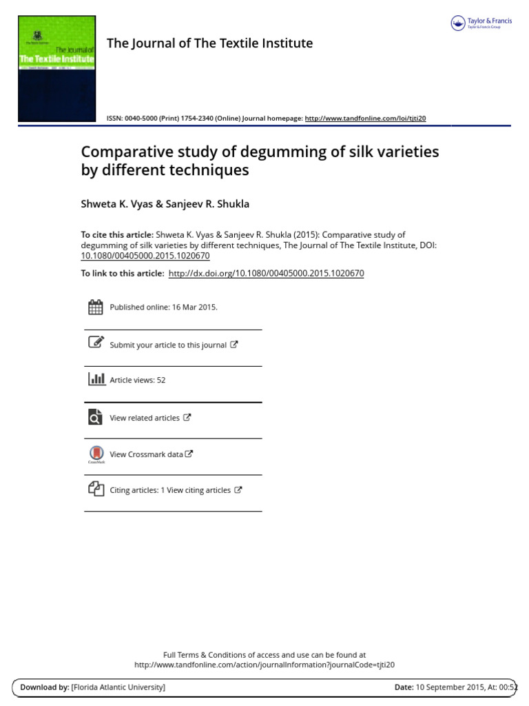 BB - Comparative Study of Degumming of Silk Varieties by Different ...