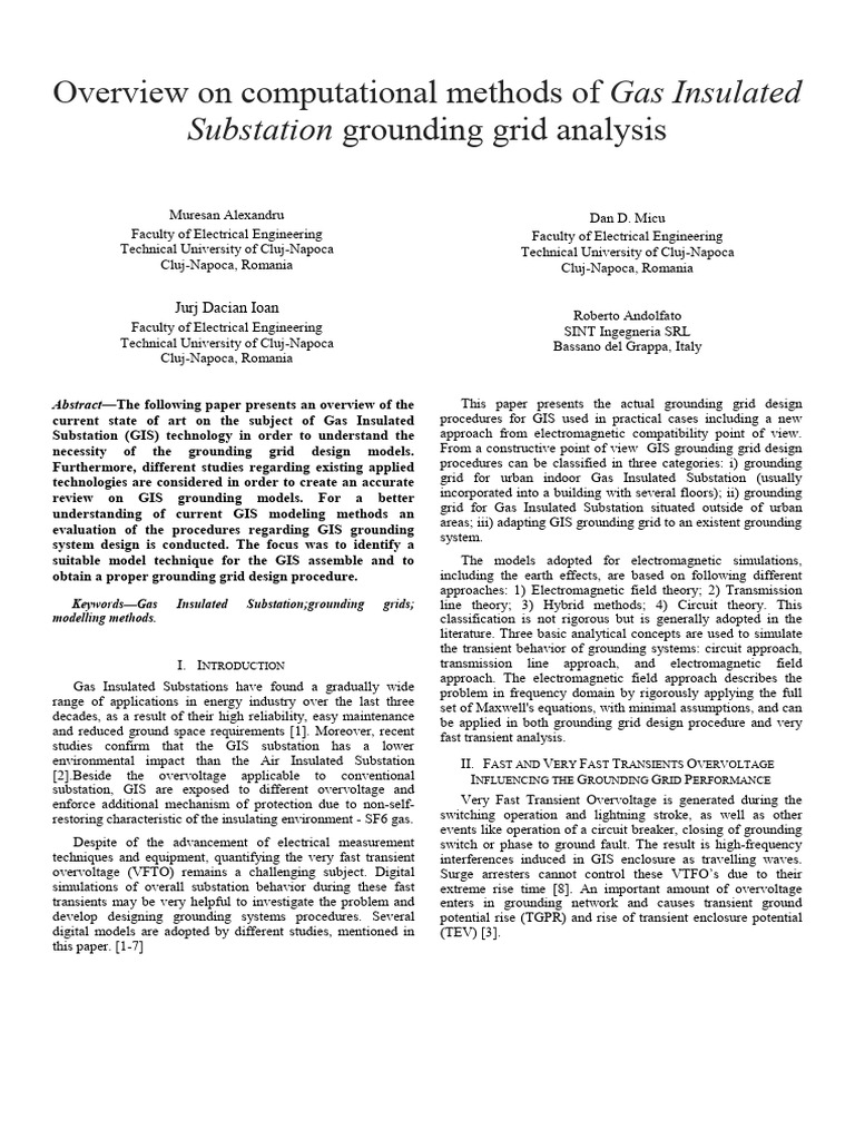 Overview On Computational Methods of GIS Grounding Grid Analysis | PDF | Geographic Information ...