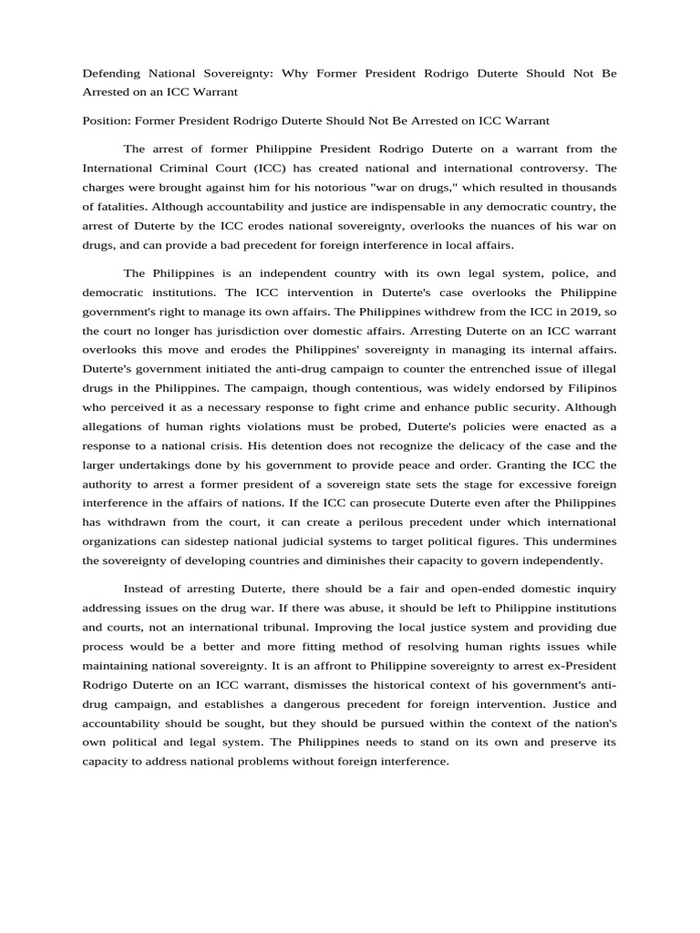 Documents for position paper | PDF | Rodrigo Duterte | International ...