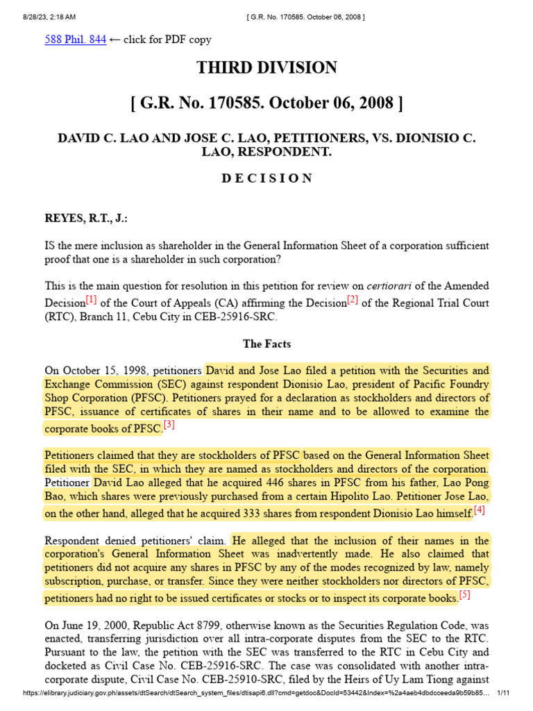 David Lao V Dionisio Lao | PDF | Common Law | Judiciaries