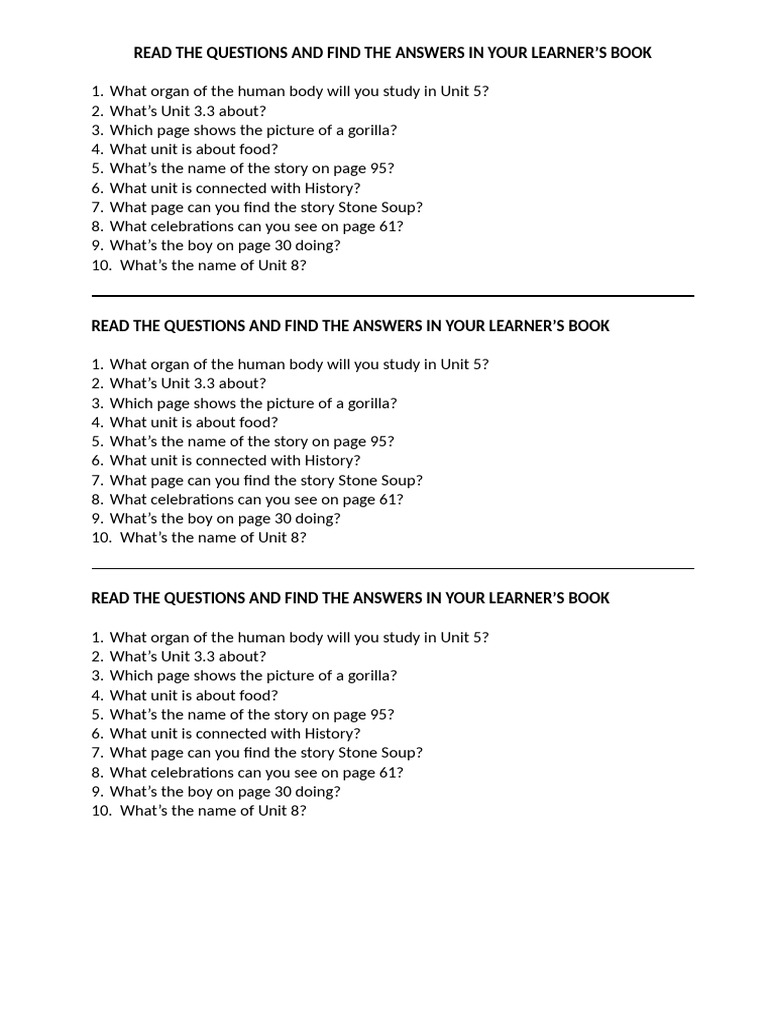 Questions and Answers from Learner's Book | PDF
