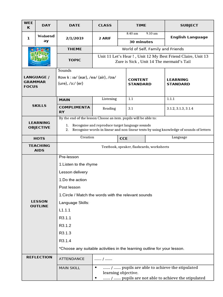 LESSON PLAN YR 2 WEEK 1 - Phonics | PDF | Behavior Modification | Written Communication