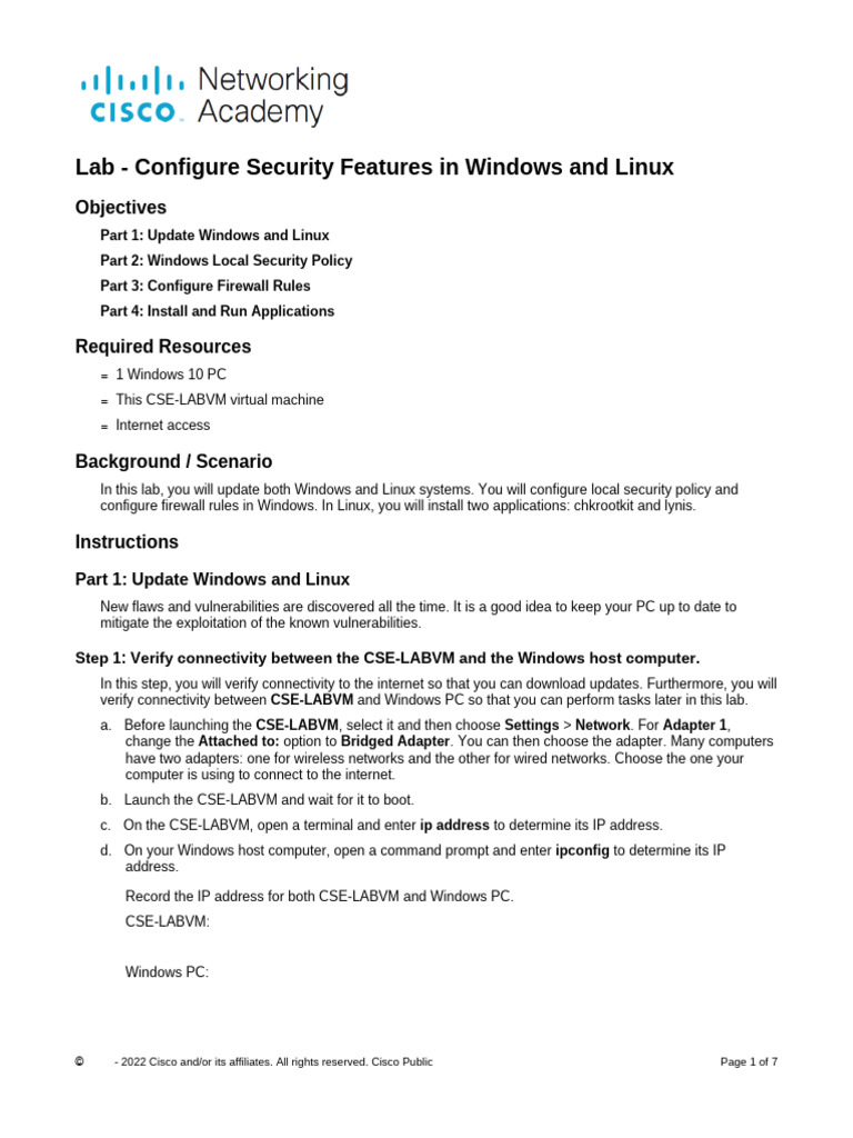 8.7.8 Lab - Configure Security Features in Windows and Linux | PDF ...