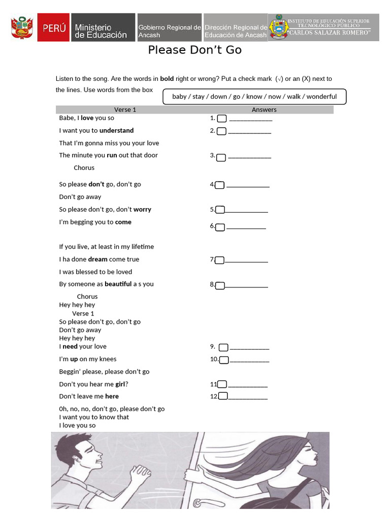Cancion Please Dont Go | PDF