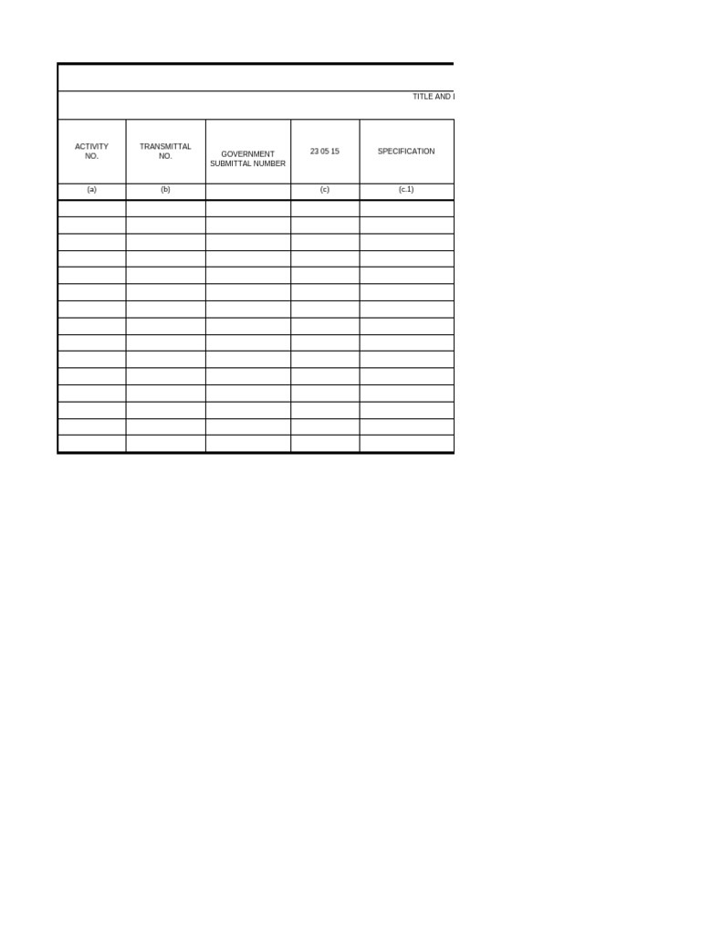 Sample Submittal Register | PDF
