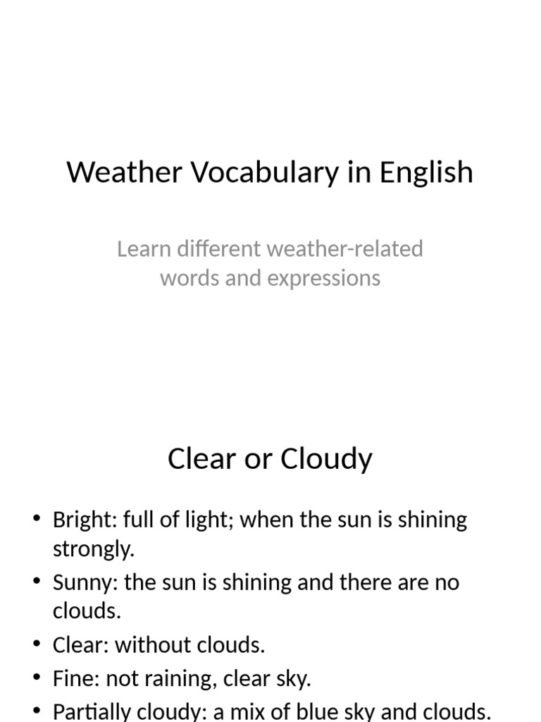 Weather Vocabulary for Kids | PDF