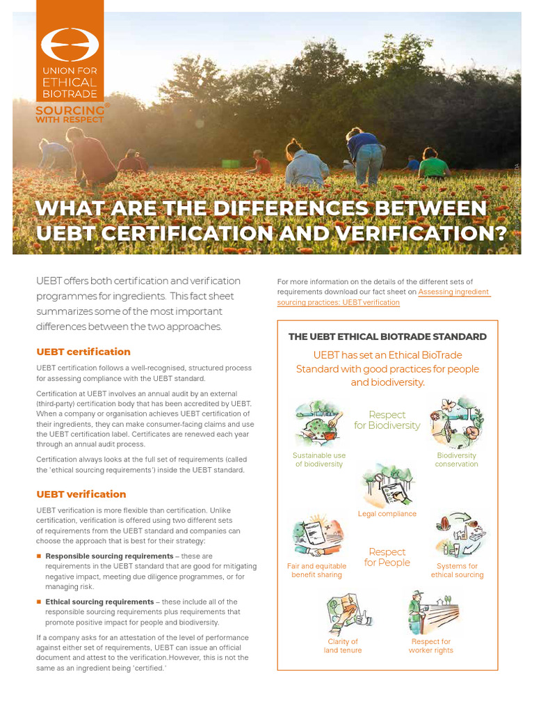 UEBT_differences_between_certification_verification_July_2021 | PDF | Audit | Certification