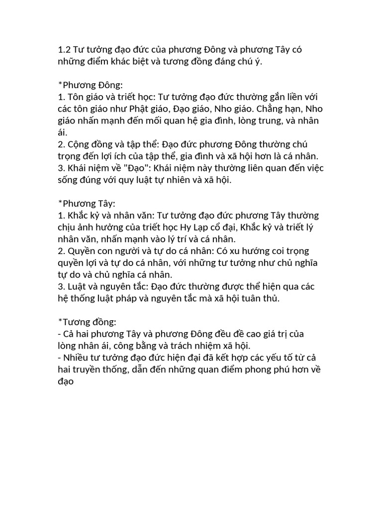 1.2 Tu Tuong Dao Duc Phuong Dong Va Phuong Tay | PDF