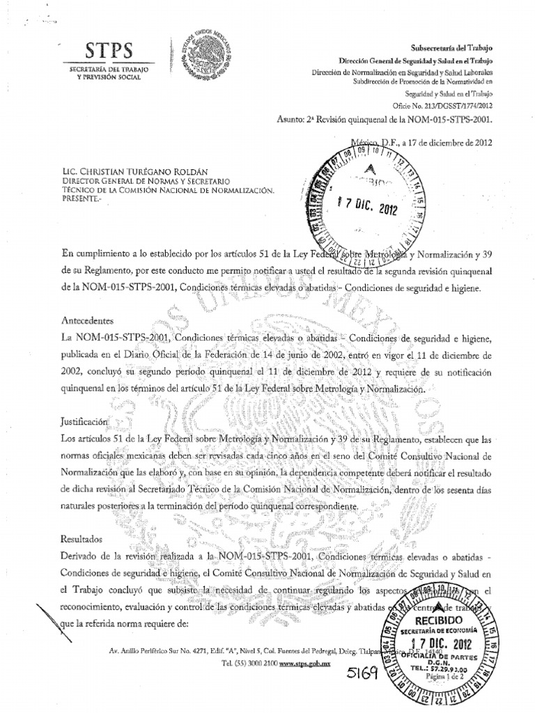 NOM-015-STPS-2001 (2012) | PDF