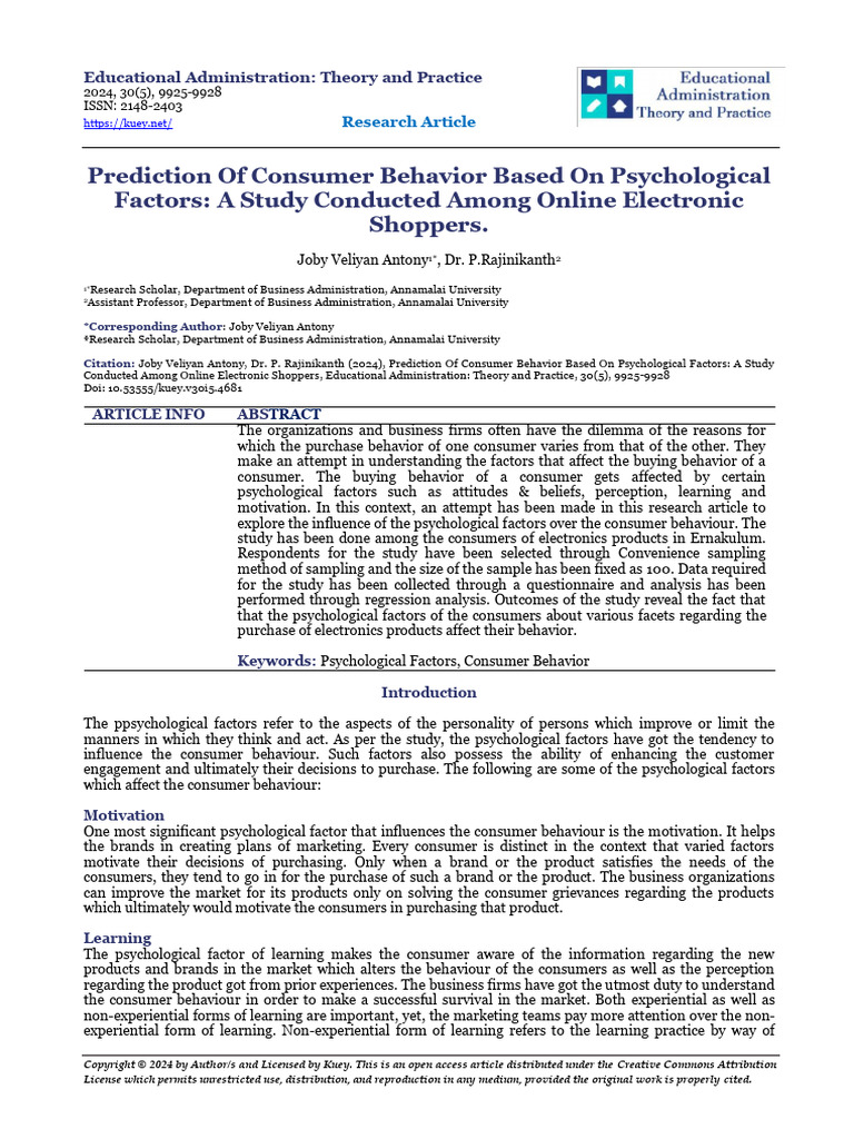 Ip 1070 Vol. 30 No. 5may 2024 Educational Administration Theory and Practice | PDF | Behavior ...